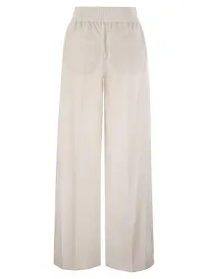 Brunello Cucinelli Loose Fit Cotton Trousers - Cream