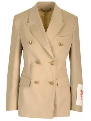 GOLDEN GOOSE Double-breasted Wool Blazer - Cream