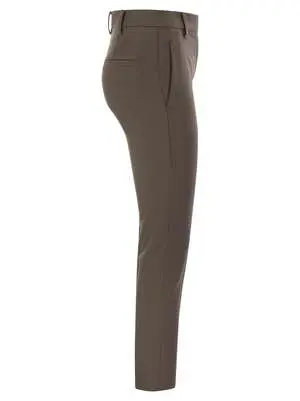 Brunello Cucinelli Stretch Cotton Cigarette Trousers - Brown