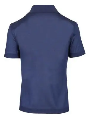 Max Mara Silk Jersey Polo Shirt - Blue