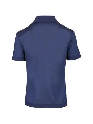 Max Mara Silk Jersey Polo Shirt - Blue