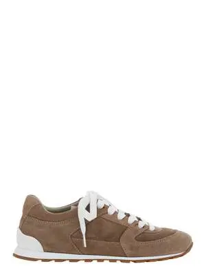 Brunello Cucinelli Brown Low Top Sneaker With Suede Inserts