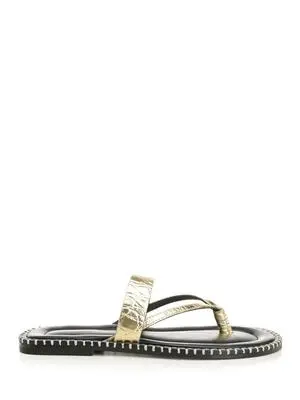 Dries Van Noten Metallic Leather Flip-flops - Gold