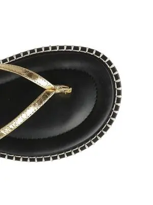Dries Van Noten Metallic Leather Flip-flops - Gold