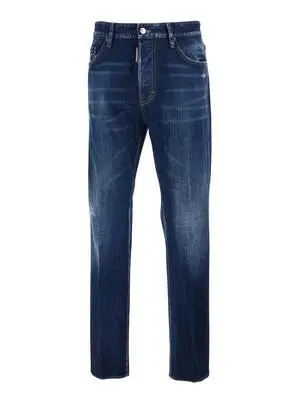 Dsquared2 642' Blue Jeans With Logo Patch On The Rear In Denim - Multicolor