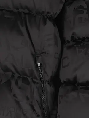 Balenciaga Nylon Down Jacket With All-over Lettering Logo - Black