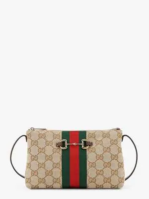 Gucci Gucci Women Gg Fabric Crossbody With Nastro Web Detail On The Front Cream