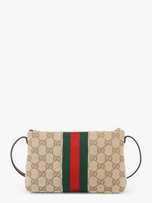 Gucci Gg Fabric Crossbody With Nastro Web Detail On The Front - Cream