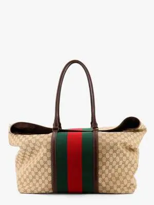 Gucci Gg Fabric Travel Bag With Web Detail On The Front - Multicolor