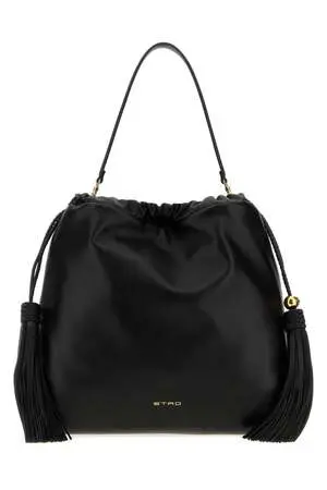 Etro Leather Medium Kalispera Bucket Bag - Black