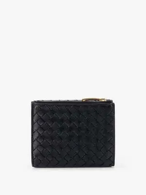 Bottega Veneta Bi-fold Intrecciato Wallet With Zip - Multicolor