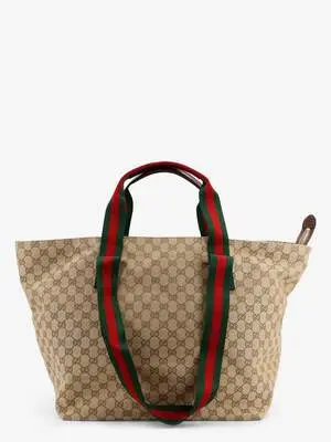 Gucci Gg Fabric Shopping Bag With Nastro Web Handle Detail - Multicolor