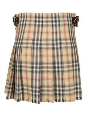 Burberry Check Wool Mini Kilt - Brown