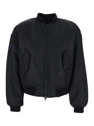 Balenciaga Bomber Jacket With High Collar And Two Side Pockets In Black Tech Fabric For - Multicolor