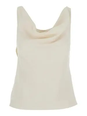 BRUNELLO CUCINELLI Brunello Cucinelli Women White Top With Draped Neckline In Viscose Blend For Women