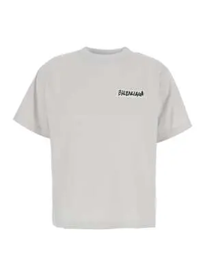 Balenciaga White T-shirt With Logo On Front And Back In Cotton For - Multicolor