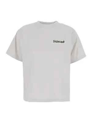 Balenciaga Cotton Logo Print T-shirt - Multicolor