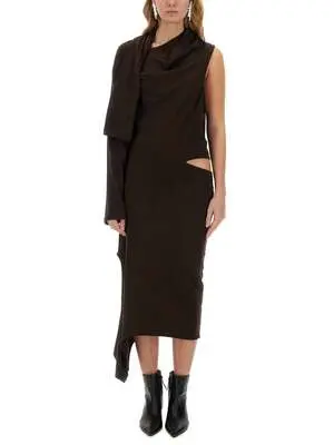 COURREGES Off Shoulder Dress - Brown