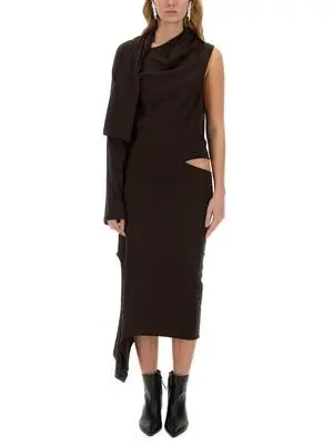 COURREGES Off Shoulder Dress - Brown