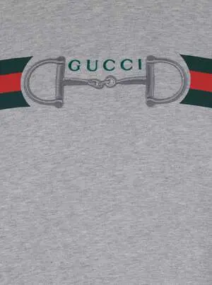 Gucci Grey Crewneck Sweatshirt With Logo Detail On The Front In Cotton For - Multicolor