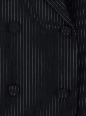 Fendi Blue Double-breasted Jacket With Peak Revers And Pinstripe Motif In Wool Blend - Multicolor