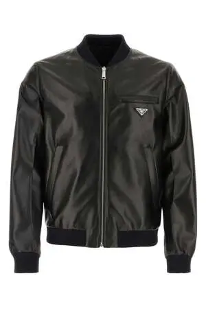 Prada Nappa Leather Reversible Bomber Jacket - Black