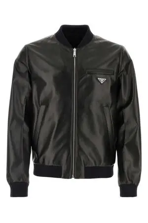 Prada Nappa Leather Reversible Bomber Jacket - Black