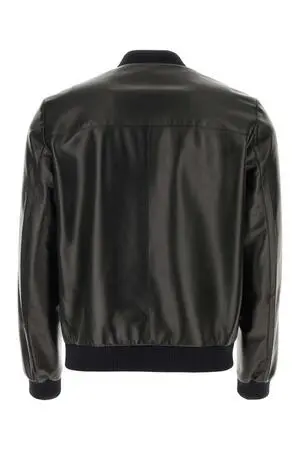 Prada Nappa Leather Reversible Bomber Jacket - Black
