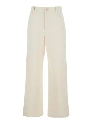 Max Mara S 'zarina' White Jeans With Belt Loops And Logo Patch On The Back In Denim For - Multicolor
