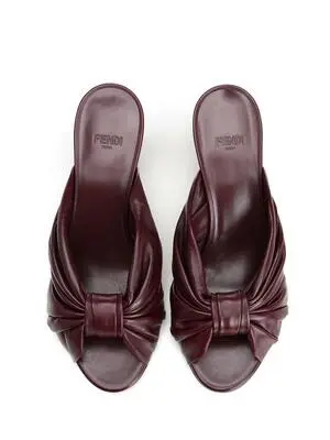Fendi Nappa Leather Slides - Brown