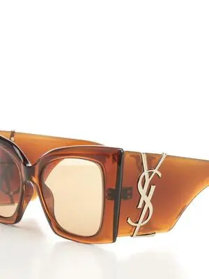 Saint Laurent Sl M119 Blaze Crystal Cat-eye Sunglasses - Brown