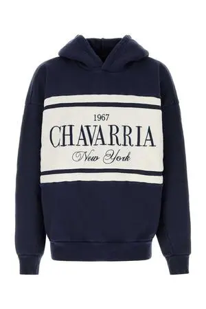 WILLY CHAVARRIA Navy Cotton Oversize Chavarria Stripe Sweatshirt - Blue