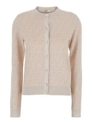Fendi Ff Motif Wool Cardigan - Multicolor