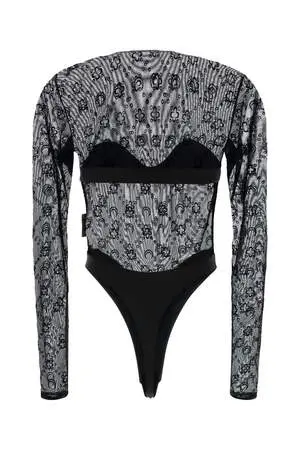 MARINE SERRE Stretch Tulle Bodysuit