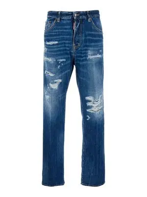 Dsquared2 Ripped Straight Denim Jeans - Multicolor
