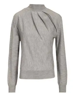 Givenchy Draped Wool Blend Turtleneck Sweater - Gray