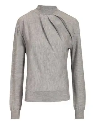 Givenchy Draped Wool Blend Turtleneck Sweater - Gray