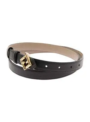 Fendi Black Reversible Belt With Ff Double Closure In Leather For