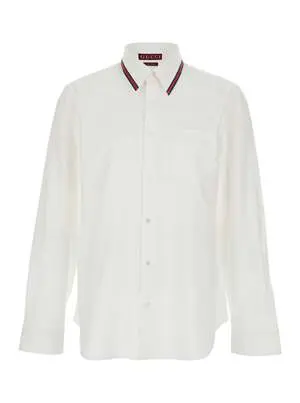 Gucci White Shirt With Web Collar In Cotton For - Multicolor
