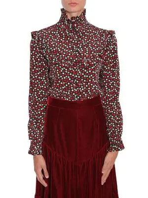 Saint Laurent Stand Up Collar Blouse - Black