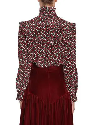 Saint Laurent Stand Up Collar Blouse - Black