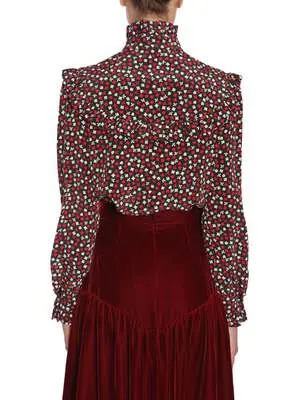 Saint Laurent Stand-up Collar Blouse - Black