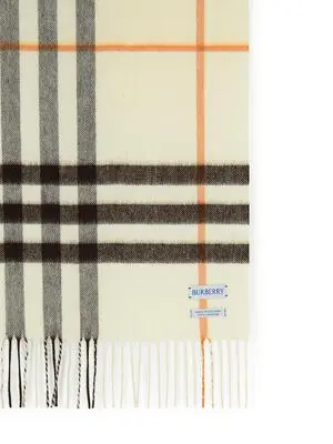 Burberry Mu Giant Check' Cashmere Scarf - White