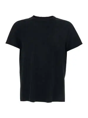 Rick Owens Crew Neck T-shirt With Tone On Tone Stitching In Cotton - Black