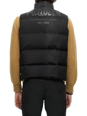 Alexander McQueen Graffiti Logo Print Down Vest - Black