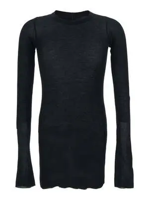 Rick Owens T-shirt With Ribbed Design And Round Neck In Viscose And Silk Blend - Black
