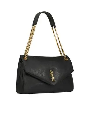 Saint Laurent Calypso Large Bag In Natural Grain Lambskin - Black
