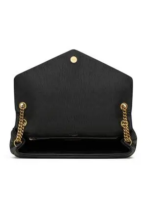 Saint Laurent Calypso Large Bag In Natural Grain Lambskin - Black