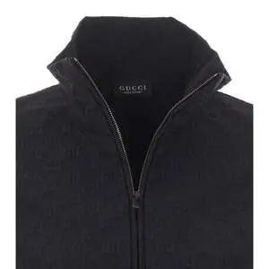 Gucci Gg Jacquard Jersey Jacket With Zipper - Black