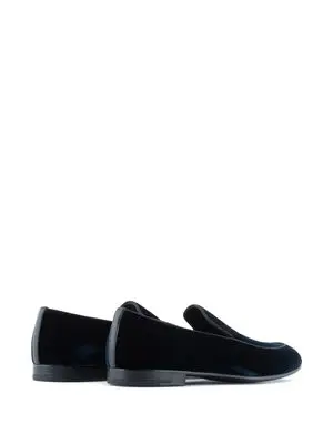Giorgio Armani Embroidered Logo Velvet Loafers
